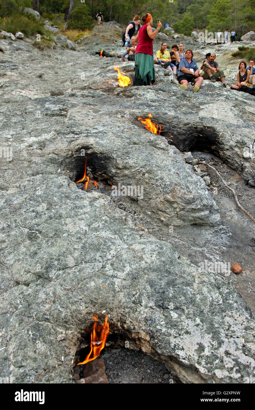 At the eternal flames of Chimaera (Yanartas), Lycia, Antalya province ...