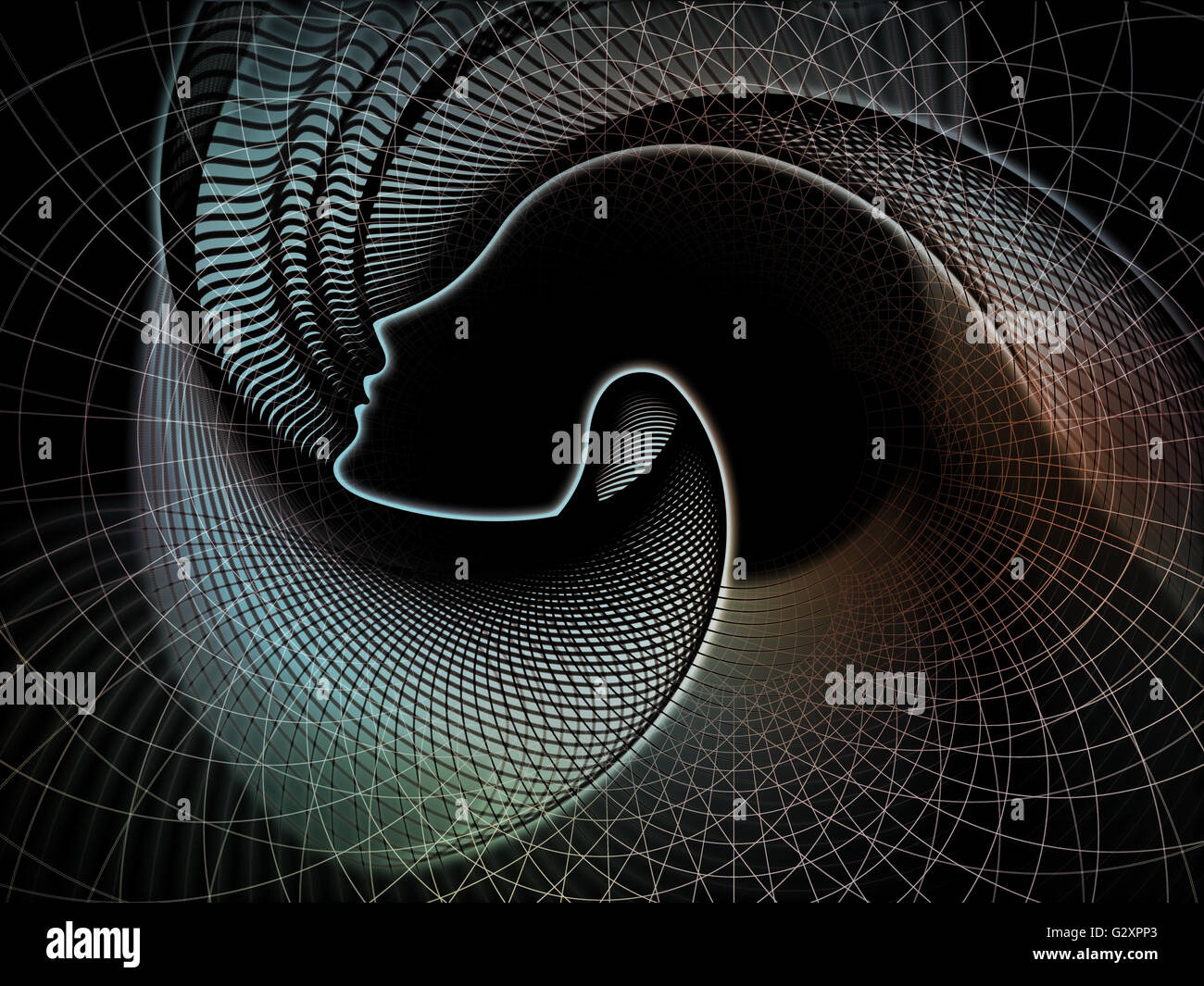 Geometry of Soul series. Abstract design made of profile lines of human ...