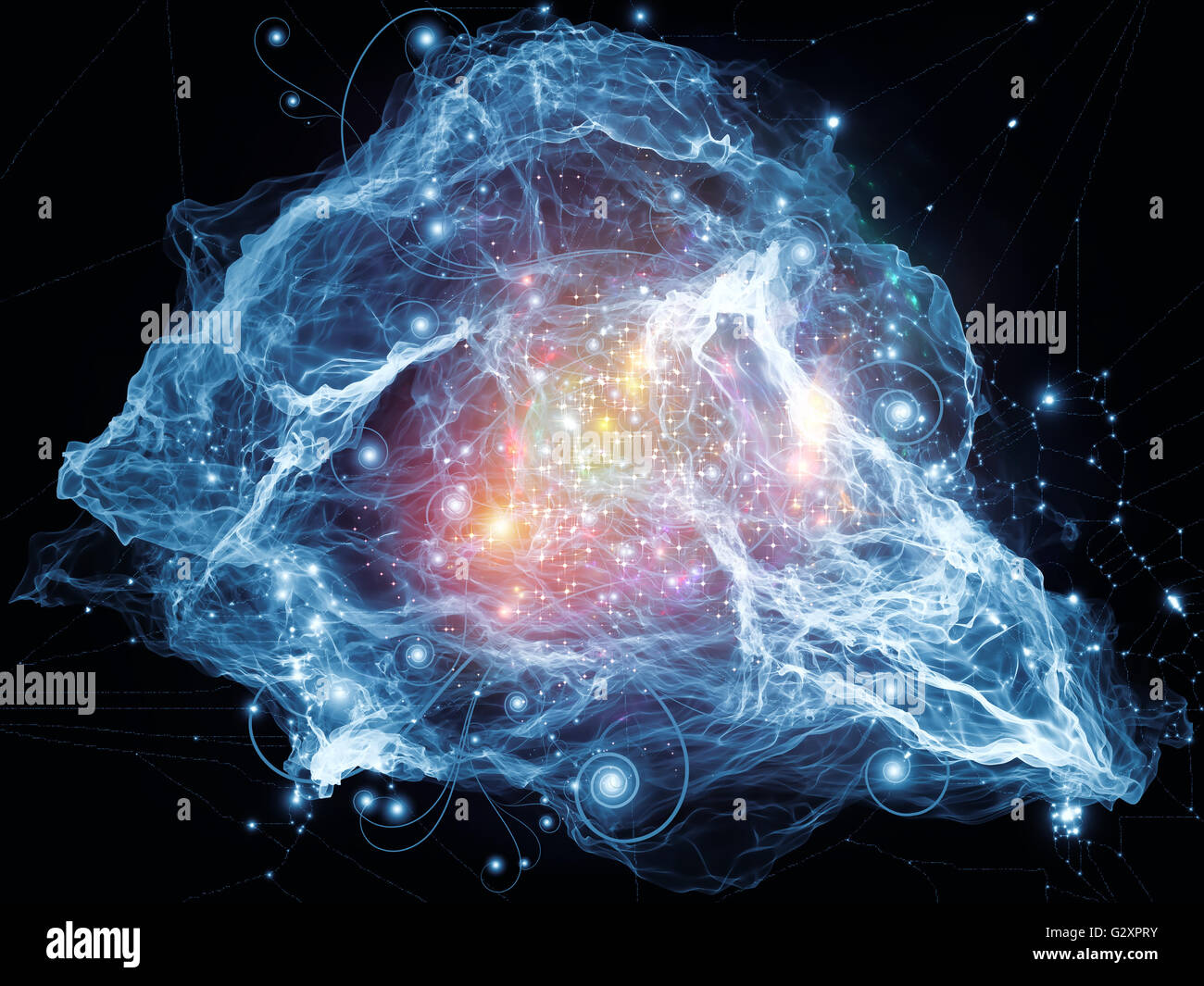 Swirls in Space series. Composition of glowing swirls and fractal ...