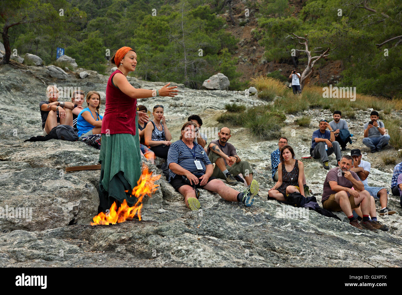 At the eternal flames of Chimaera (Yanartas), Lycia, Antalya province ...