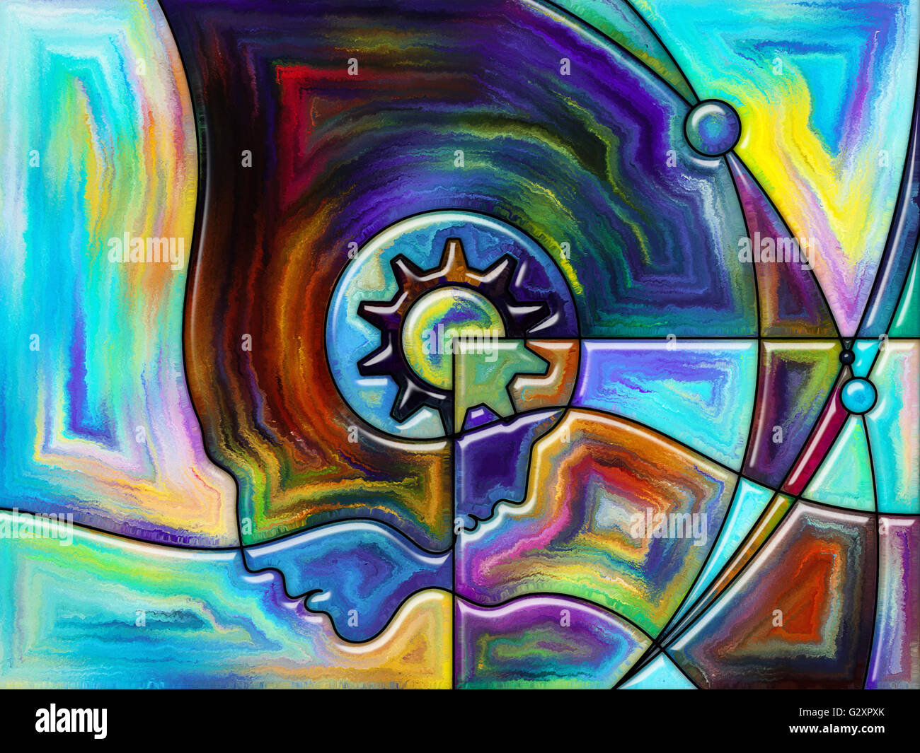 Thinking Divided series. Backdrop composed of human profiles and ...