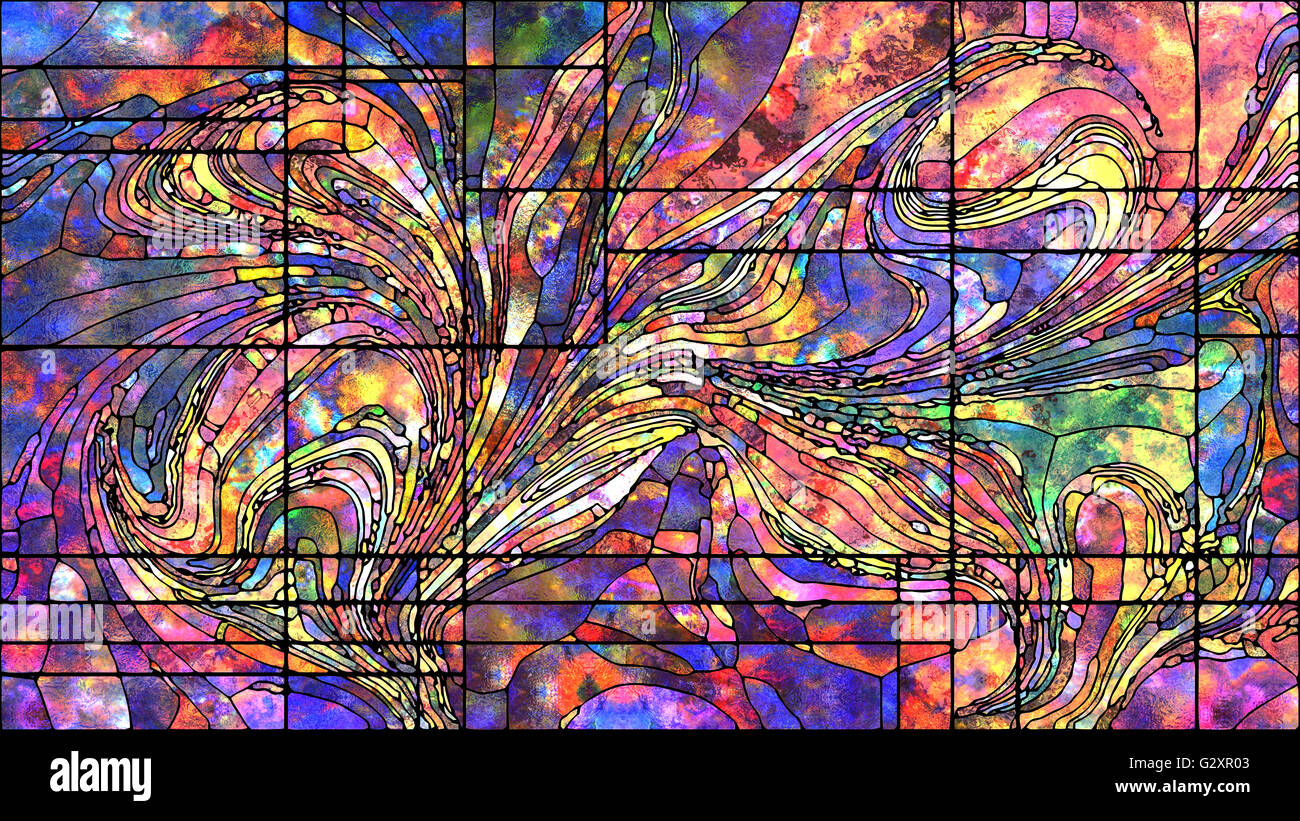 Stained Glass series. Composition of colorful stained glass patterns ...