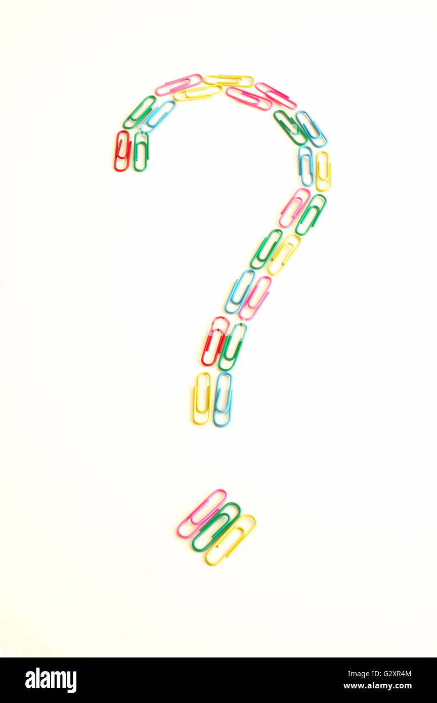 Colourful paper clips - question mark Stock Photo - Alamy