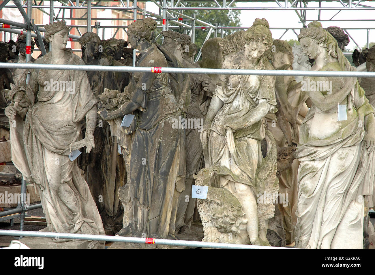 Statues waiting for renovation in Sanssouci park in Potsdam Germany ...