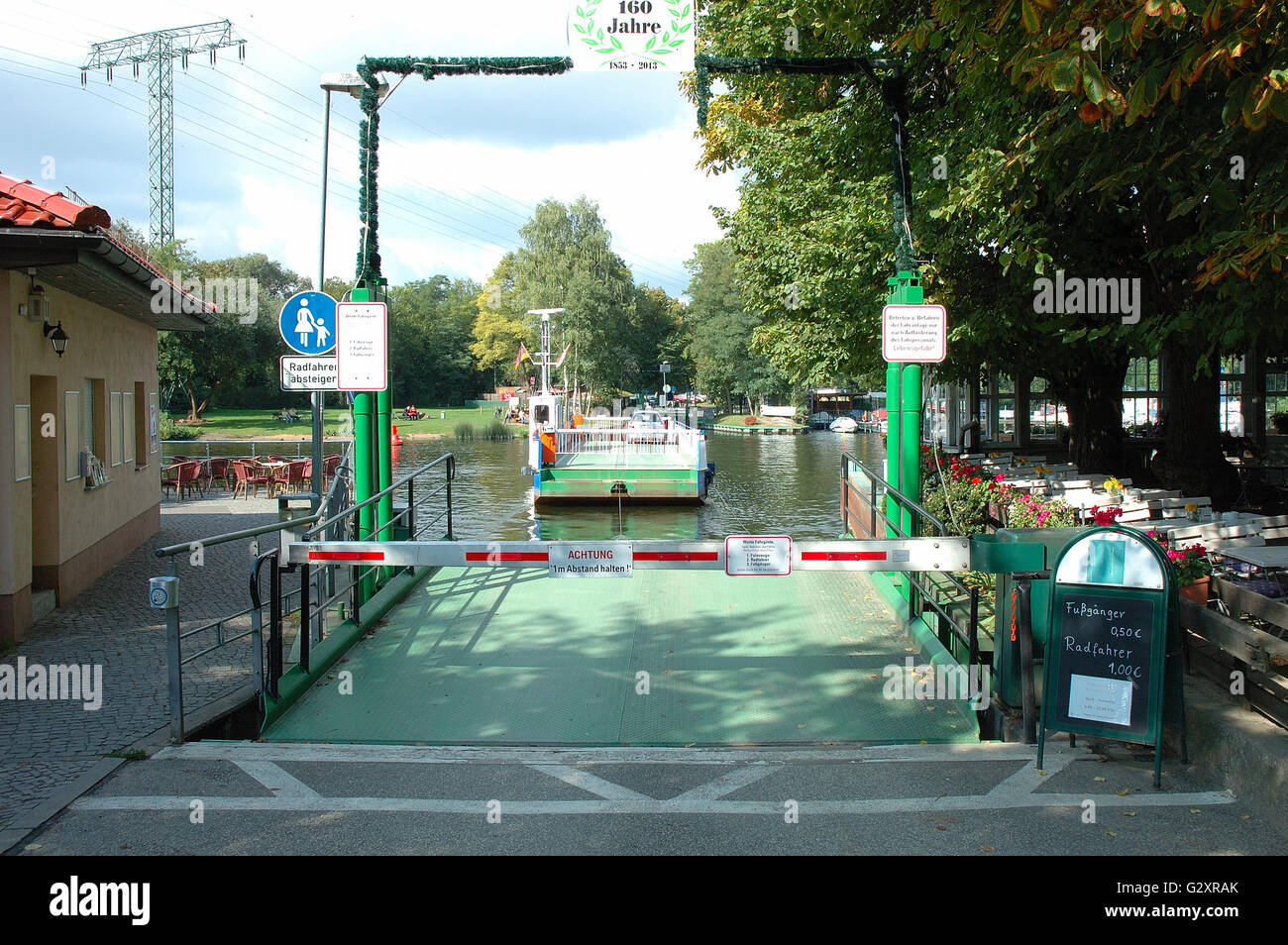 CAPUTH, GERMANY - SEPTEMBER 21: Car and passenger ferry in Caputh city ...