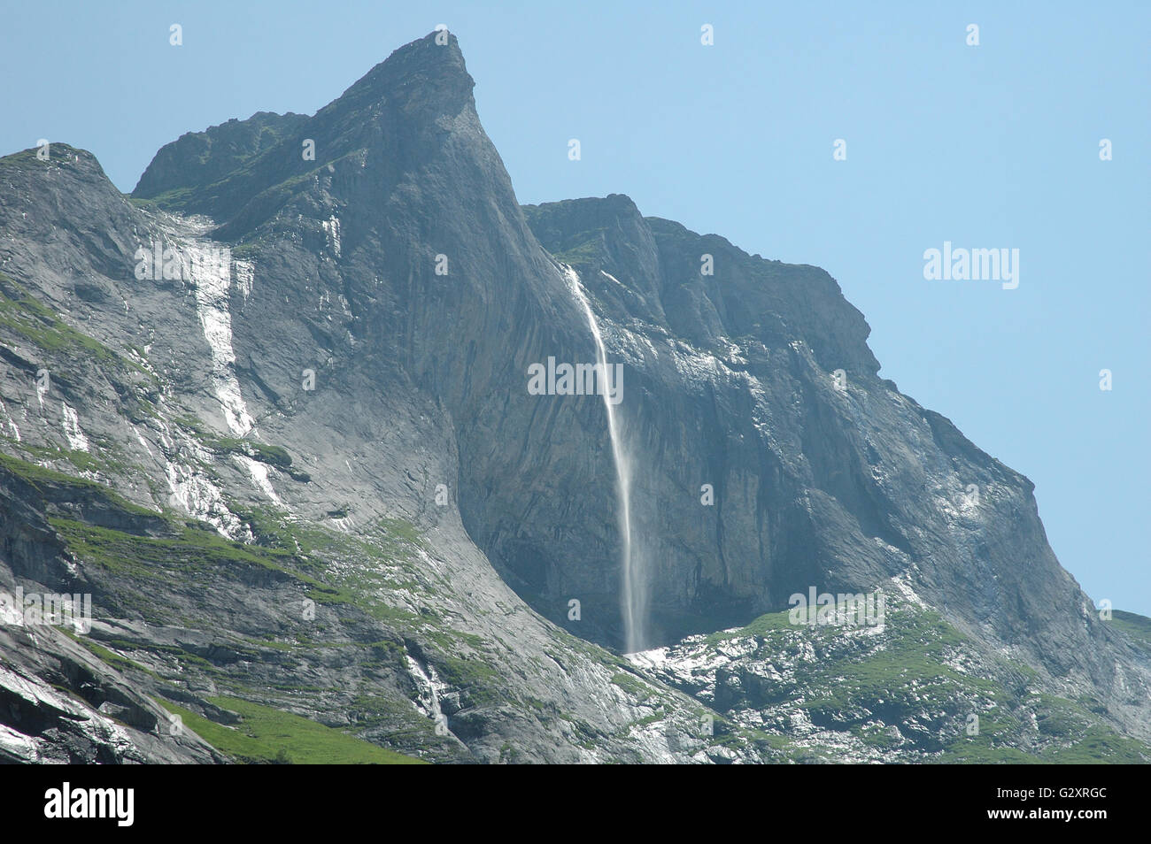 Waterfall high in Alps nearby Grindelwald in Switzerland Stock Photo ...