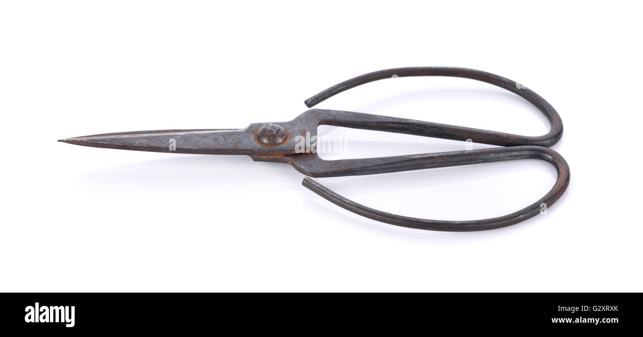 old scissors isolated on white background Stock Photo - Alamy