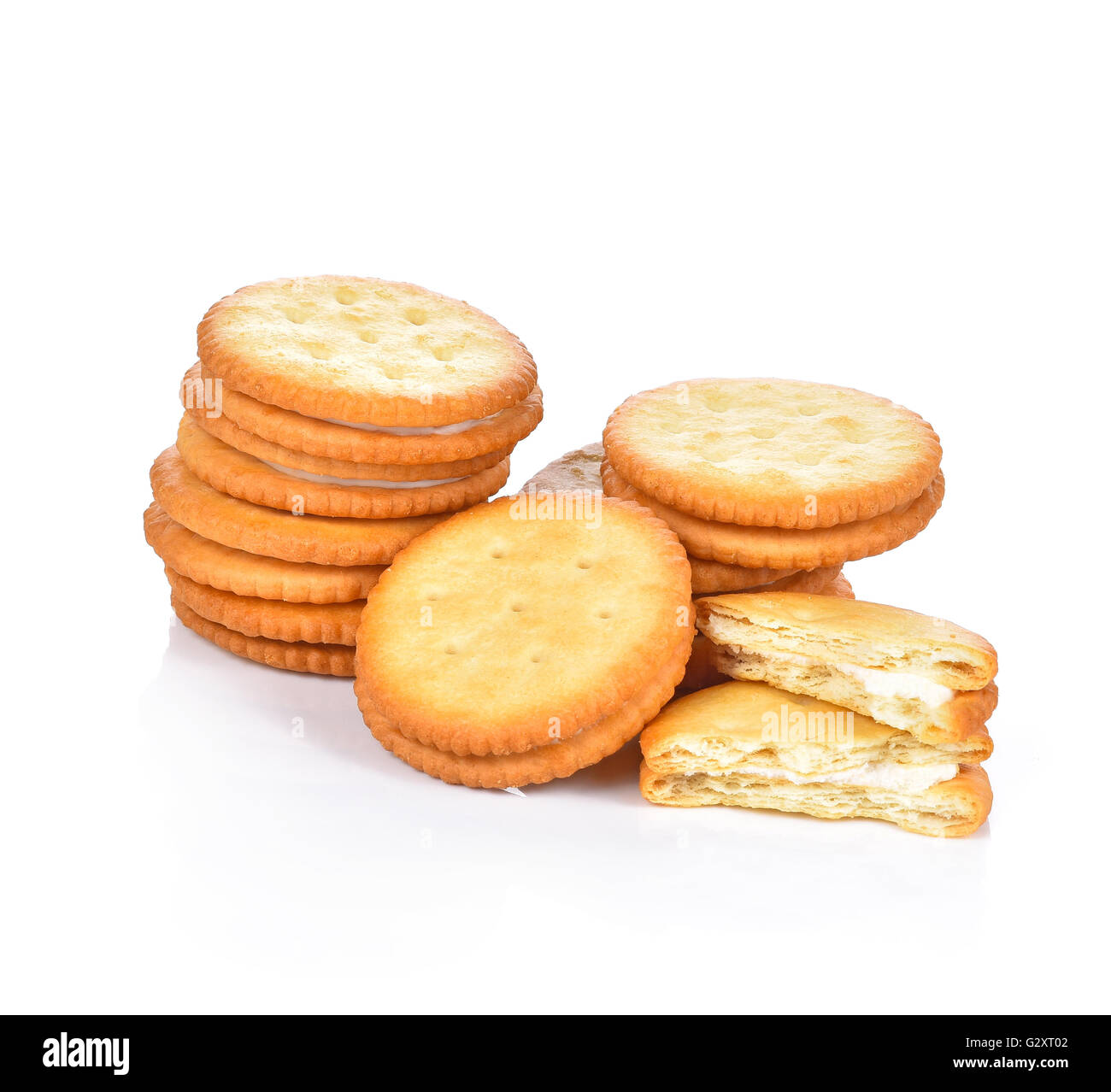 Cracker cookie on white background Stock Photo - Alamy