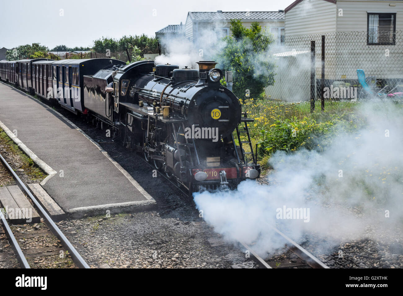 Steam train on the Romney, Hythe and Dymchurch Railway in Kent, UK ...