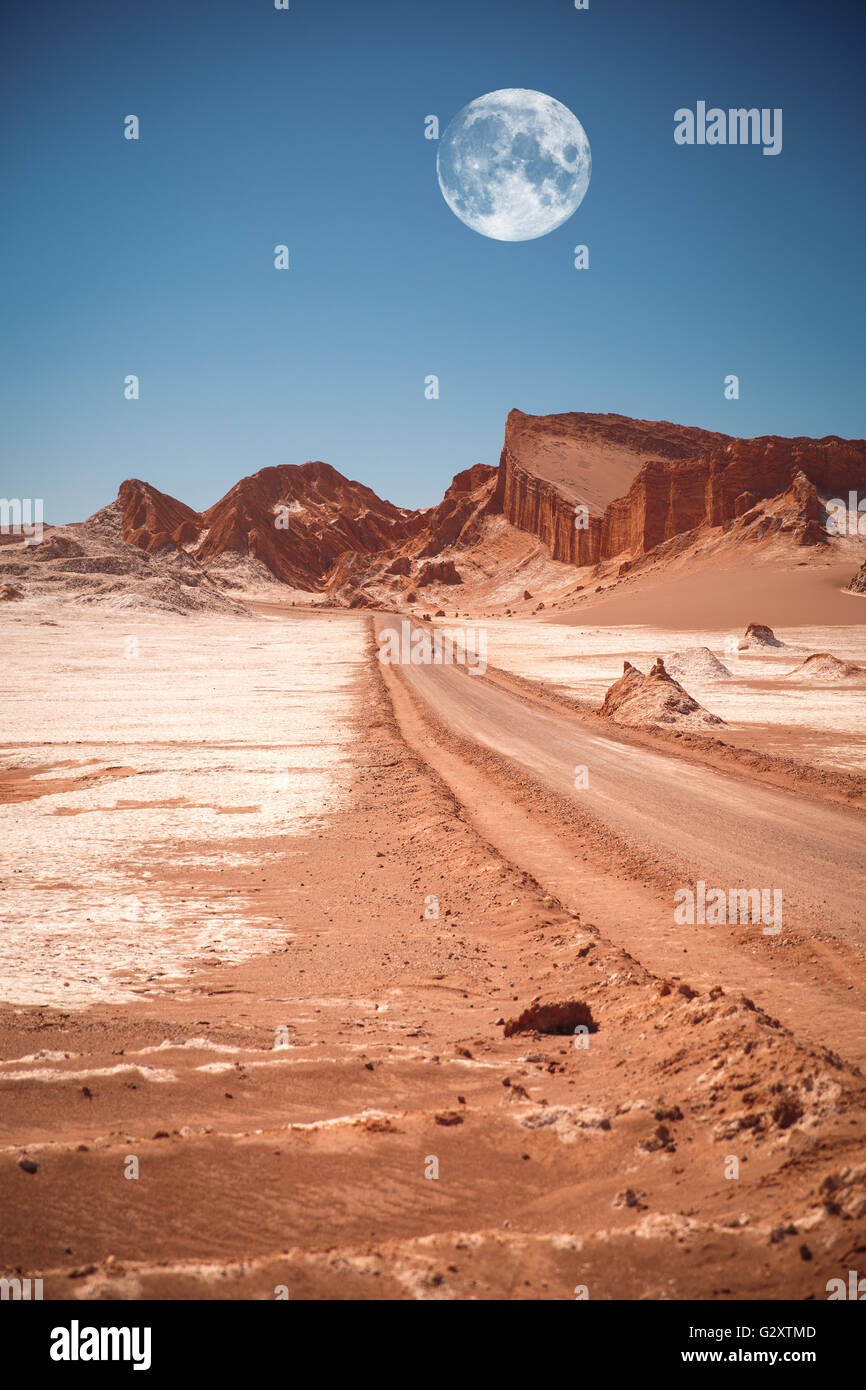 The moon in the Moon Valley in Atacama Desert, Chile Stock Photo - Alamy