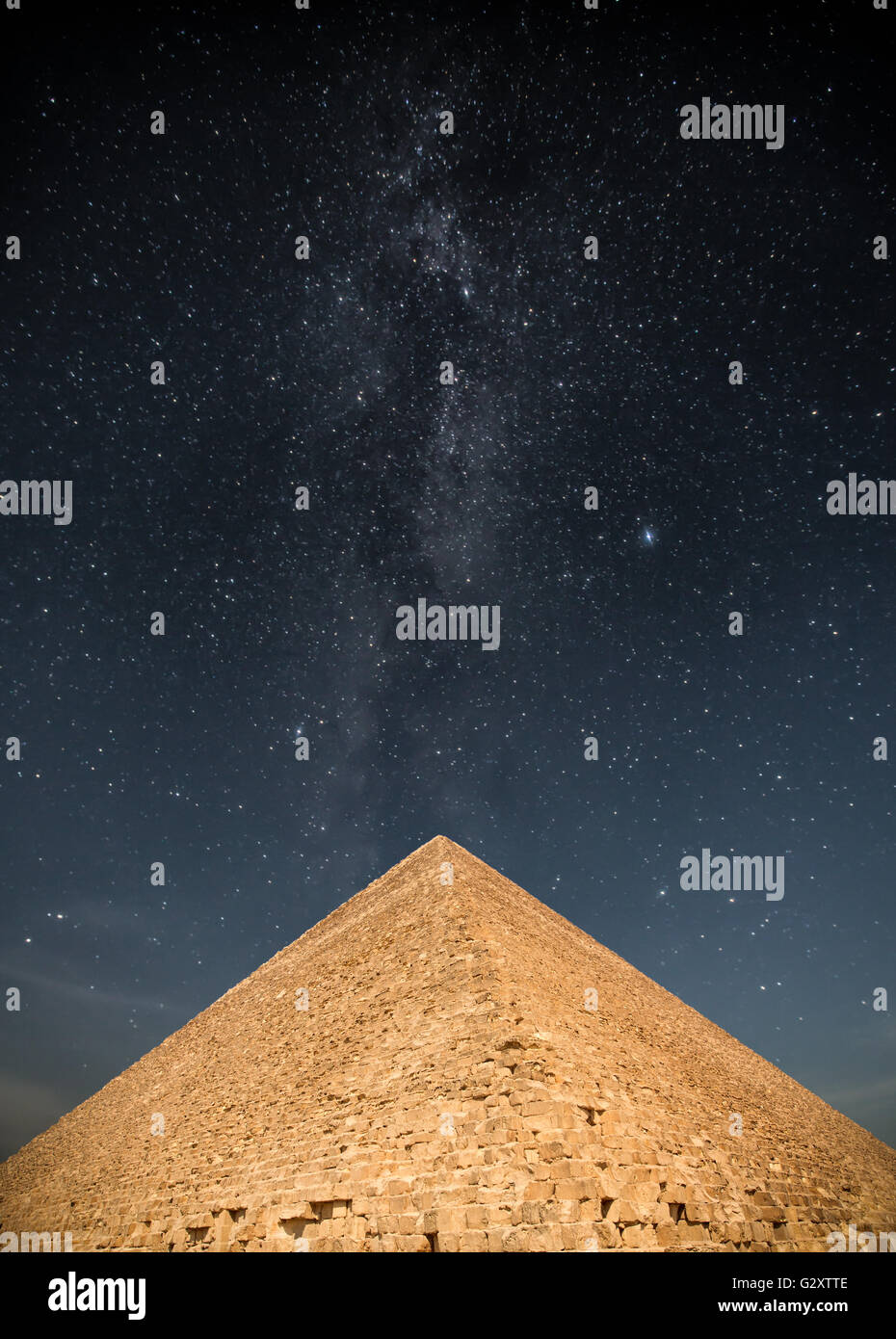 Milky Way. pyramids of the pharaohs in Giza. Cairo, Egypt Stock Photo ...
