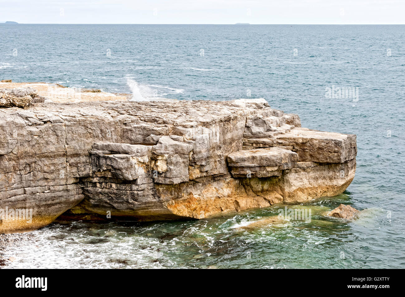 A rock ledge which is part of the now disused Portland Bill stone ...