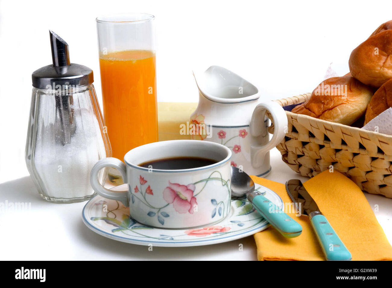 Coffee for breakfast photographed in studio on white background Stock ...
