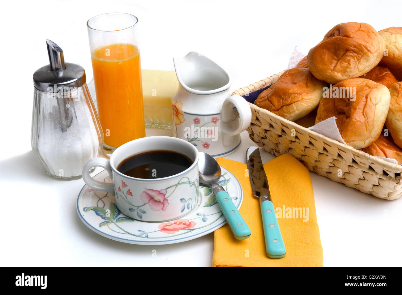 Coffee for breakfast photographed in studio on white background Stock ...