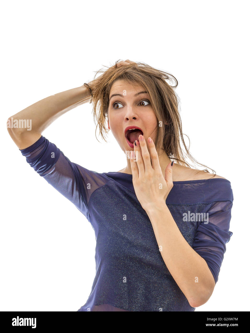 Girl screaming afraid hi-res stock photography and images - Alamy