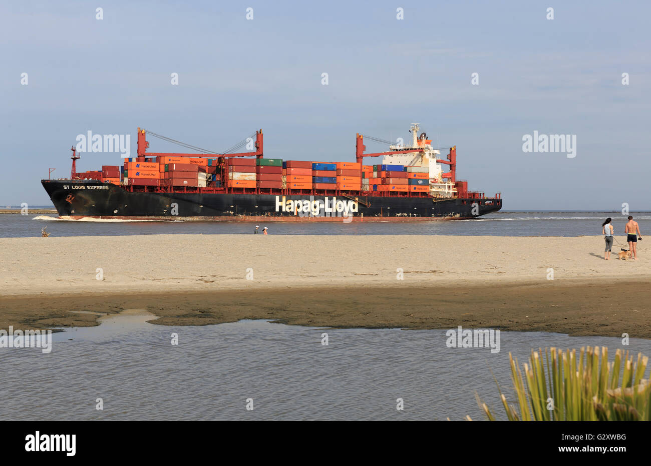 Container ship enters the channel heading towards the Port of Savannah ...