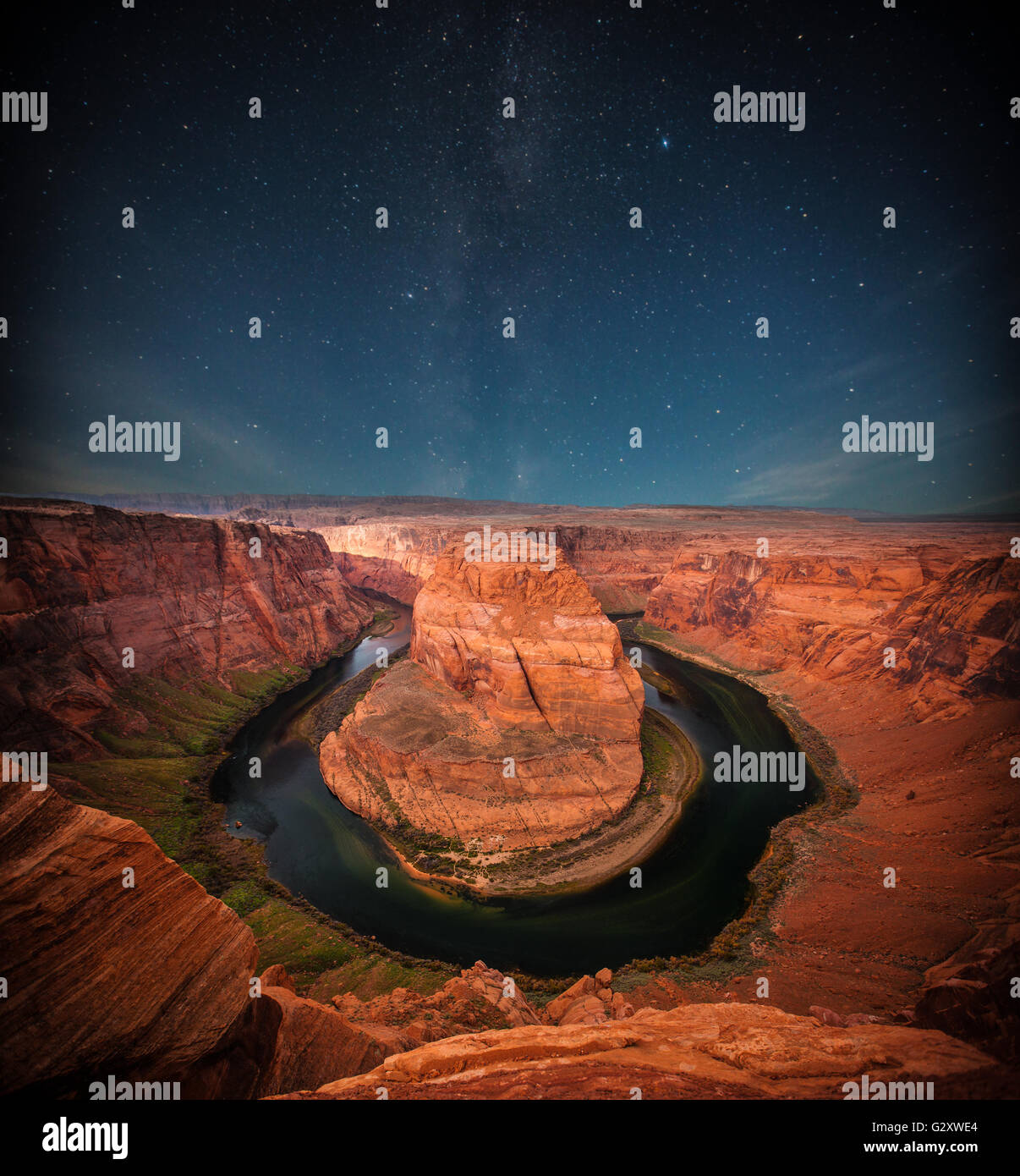 Grand Canyon at night under the light of the stars in the sky Stock ...