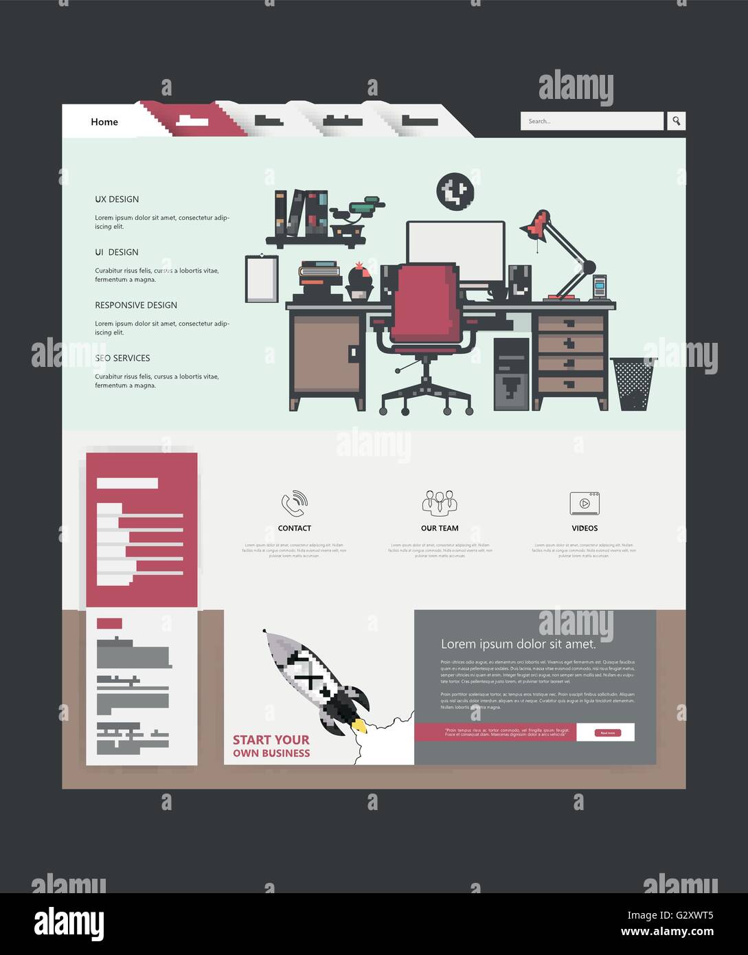Website design template. Modern flat style. Vector Stock Vector Image ...
