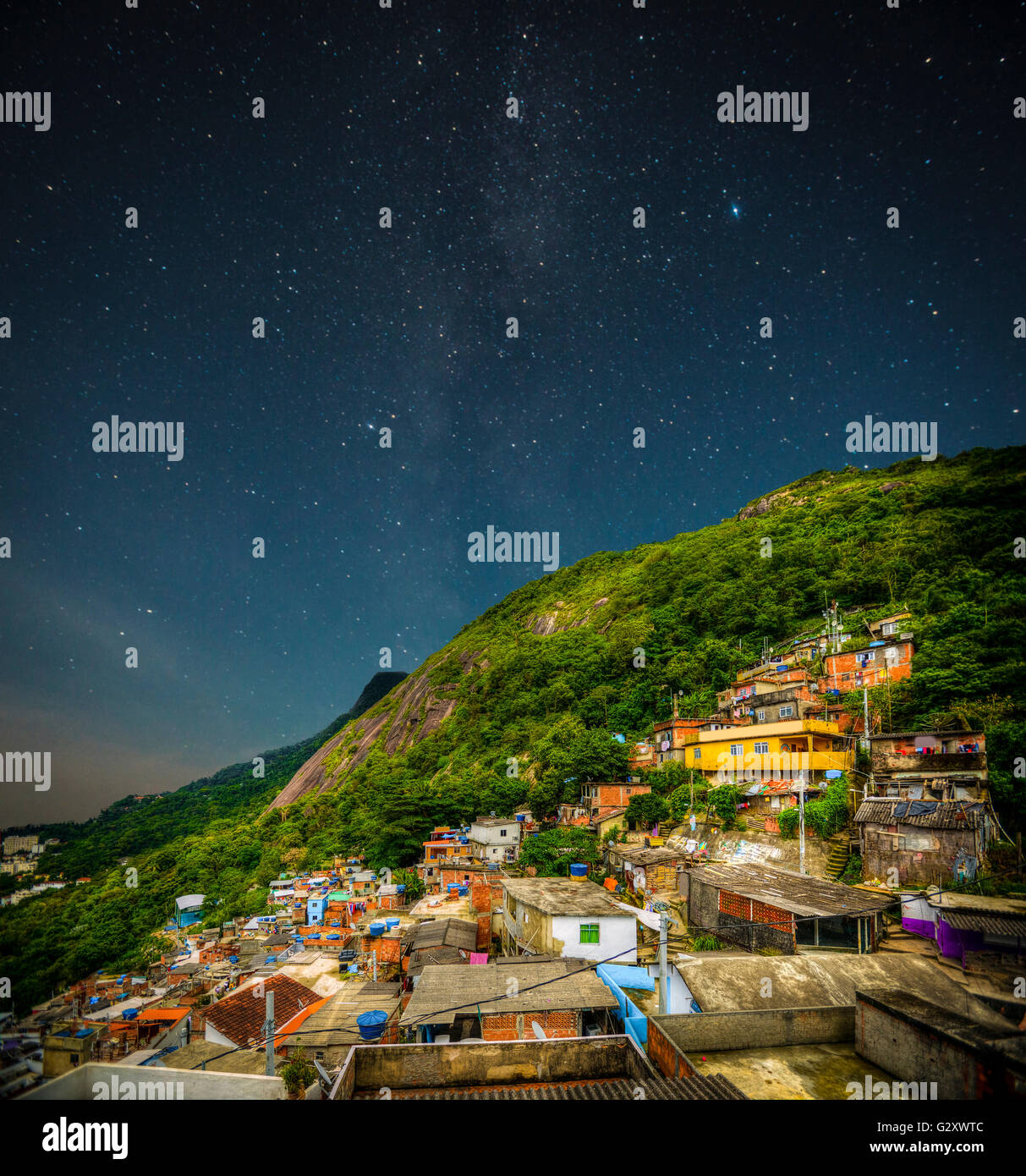 Favela night. Rio de Janeiro Slums at Night Stock Photo - Alamy