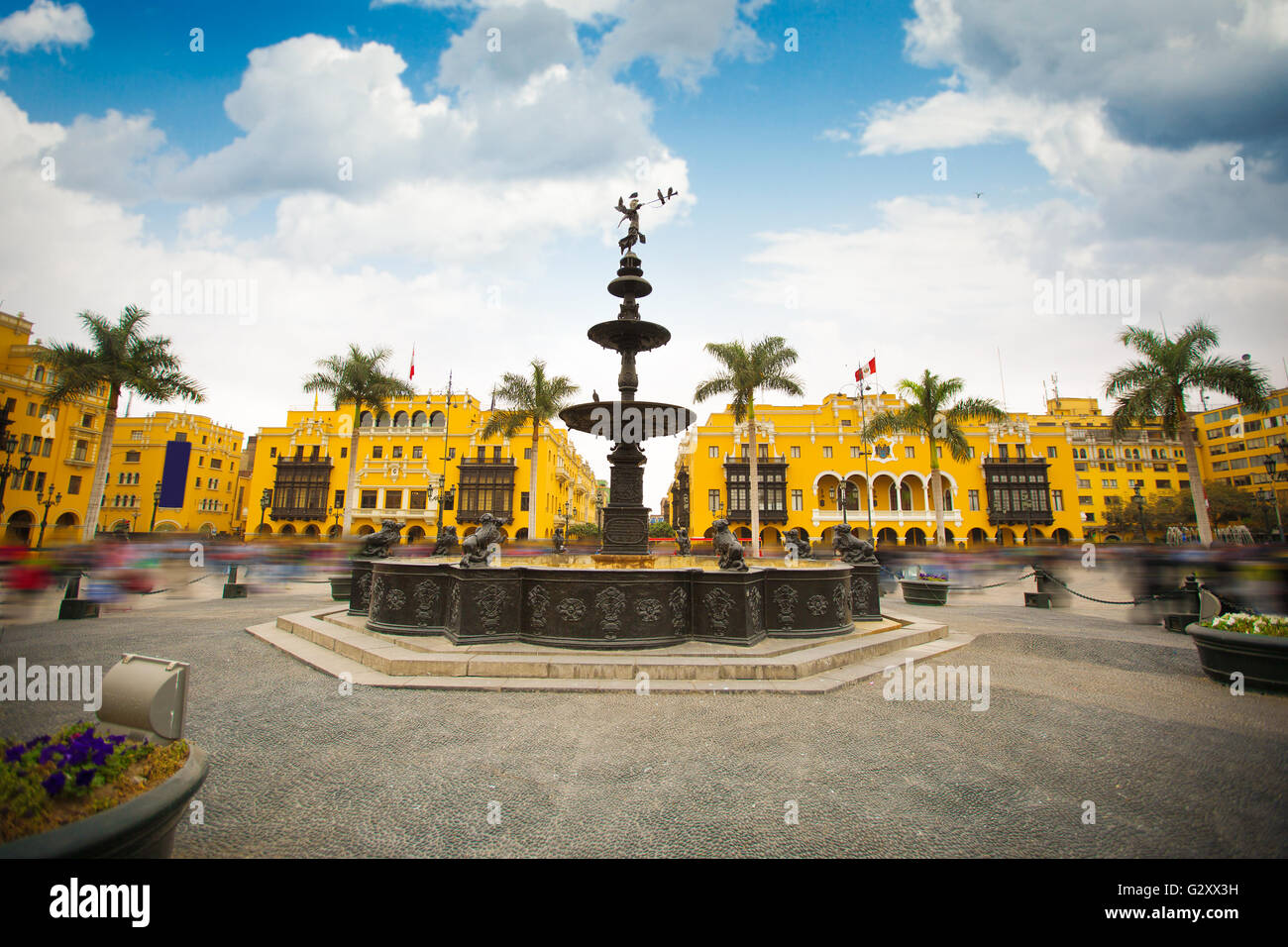 Panoramic view of Lima main square and cathedral church Stock Photo - Alamy