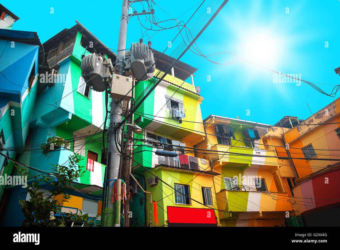 Colorful painted buildings of Favela in Rio de Janeiro Brazil Stock ...