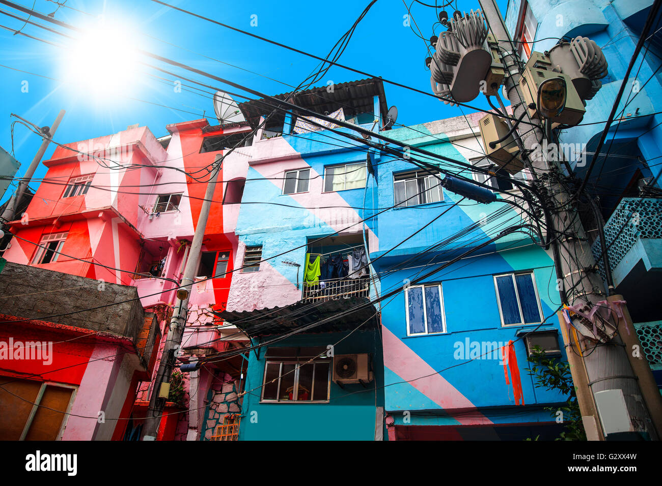 Colorful painted buildings of Favela in Rio de Janeiro Brazil Stock ...