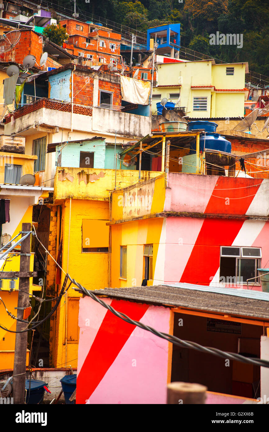 Colorful painted buildings of Favela in Rio de Janeiro Brazil Stock ...