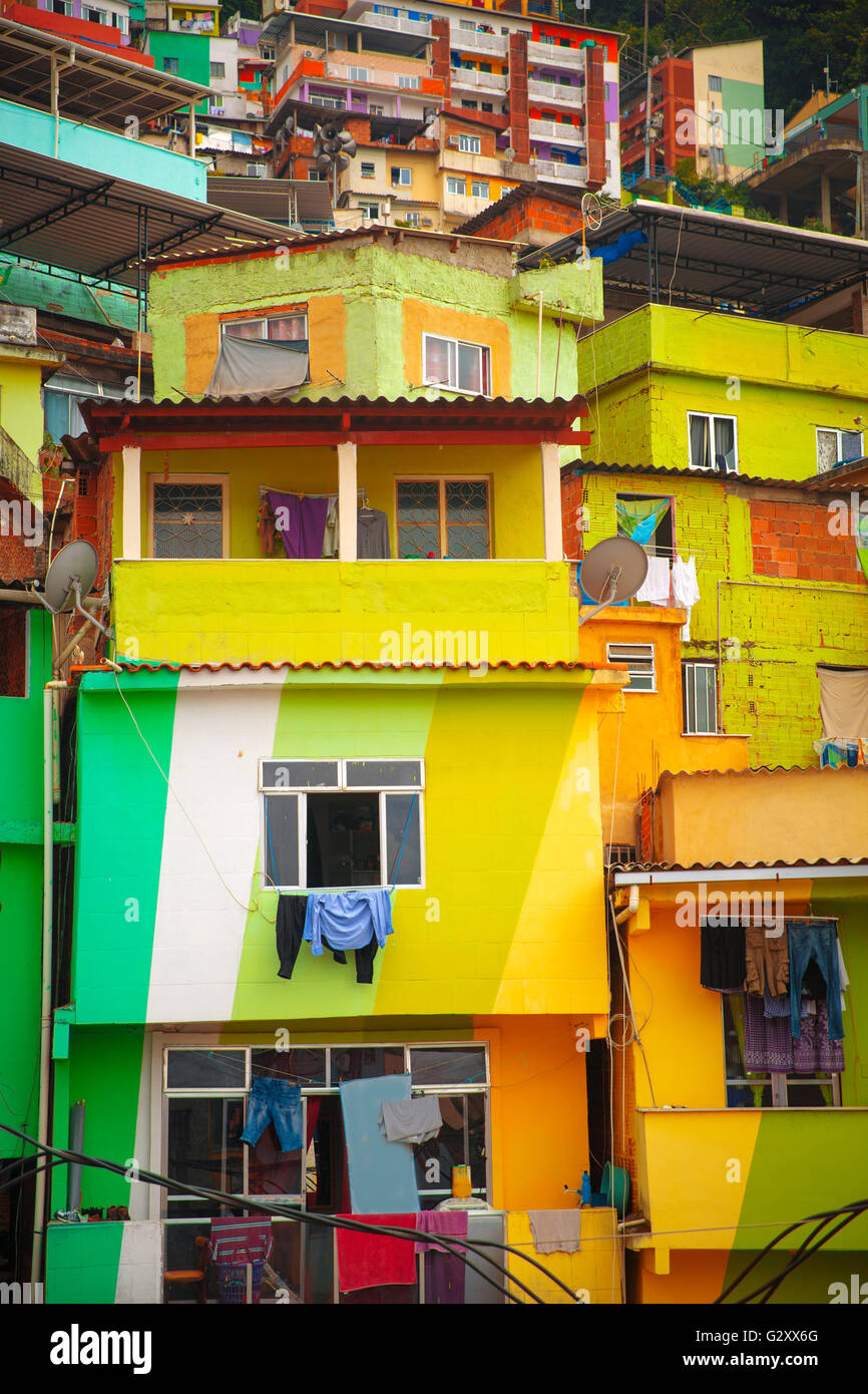 Colorful painted buildings of Favela in Rio de Janeiro Brazil Stock ...