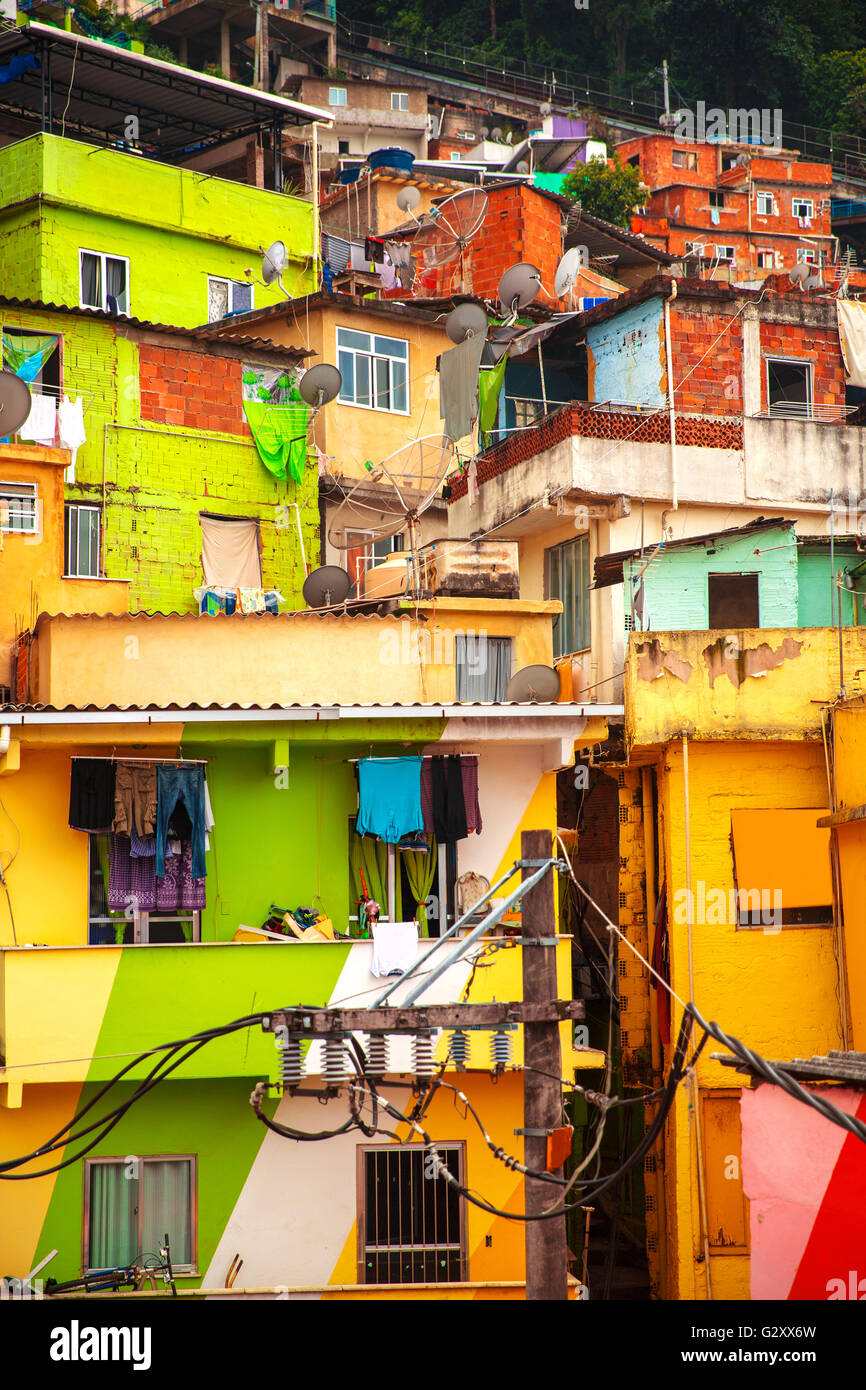 Colorful painted buildings of Favela in Rio de Janeiro Brazil Stock ...
