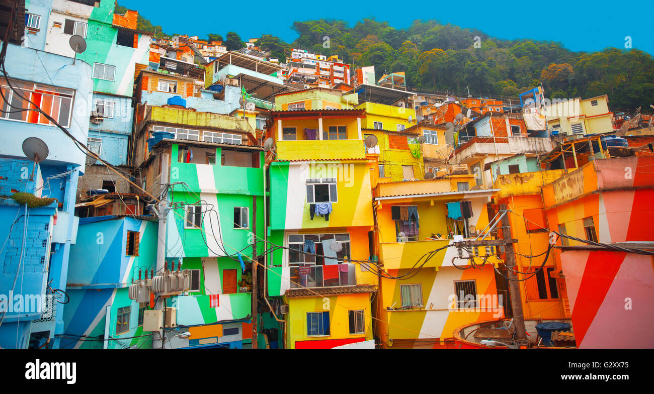 Colorful painted buildings of Favela in Rio de Janeiro Brazil Stock ...