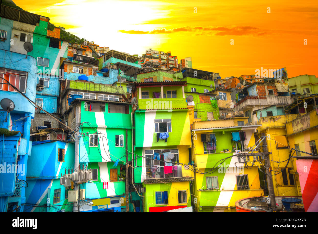 Colorful painted buildings of Favela in Rio de Janeiro Brazil Stock ...