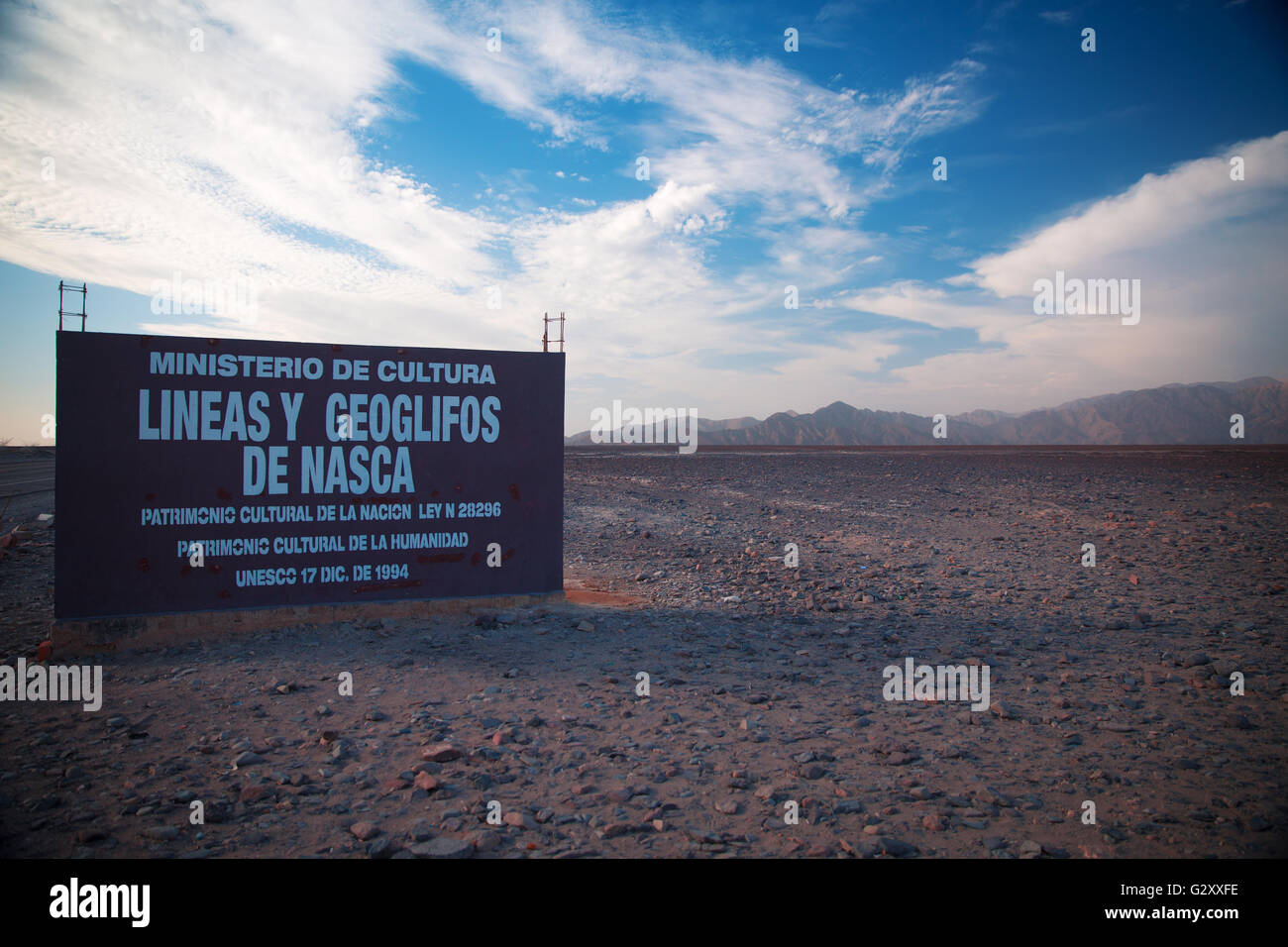 Nazca Lines in the beautiful sunset. Top view Stock Photo - Alamy