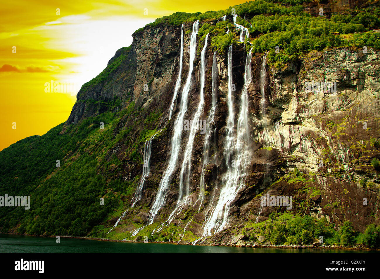 waterfalls northern Norwegian fjords Stock Photo - Alamy