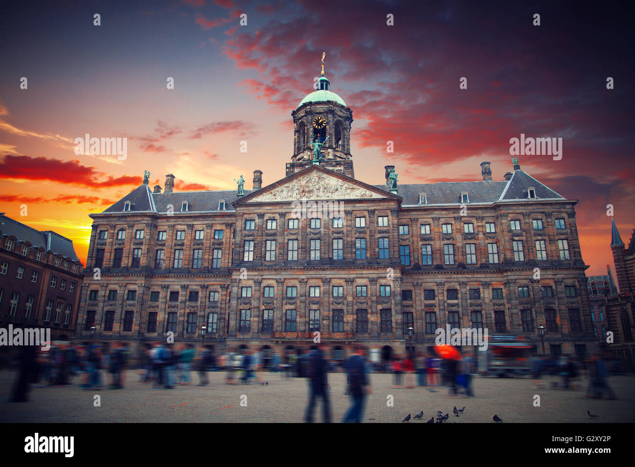 Royal Palace at the Dam Square, Amsterdam. It was built as city hall ...