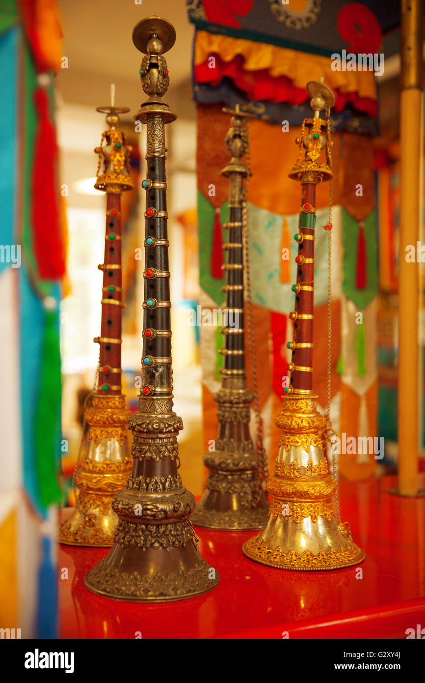 Tibetan trumpet rkang-gling. made of human bones Stock Photo - Alamy