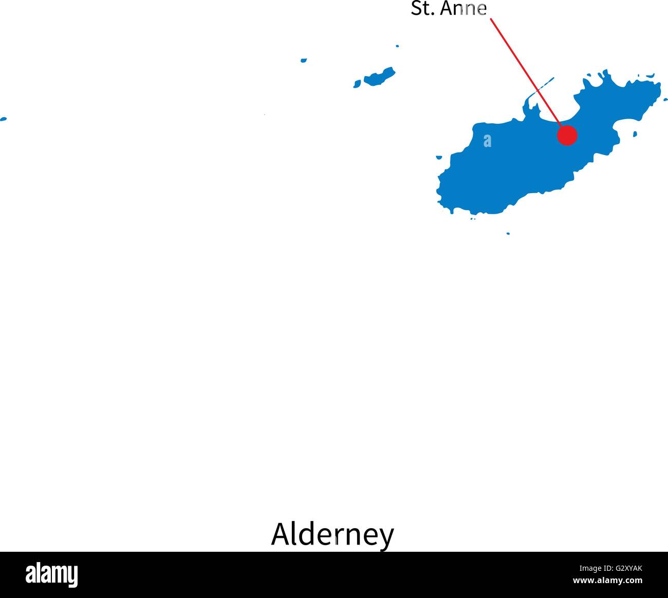 Detailed vector map of Alderney and capital city St. Anne Stock Vector ...