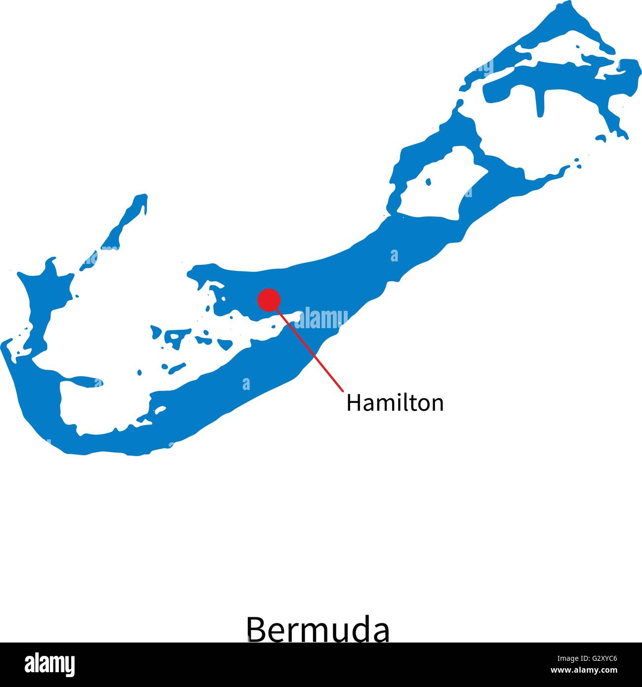 Detailed vector map of Bermuda and capital city Hamilton Stock Vector ...