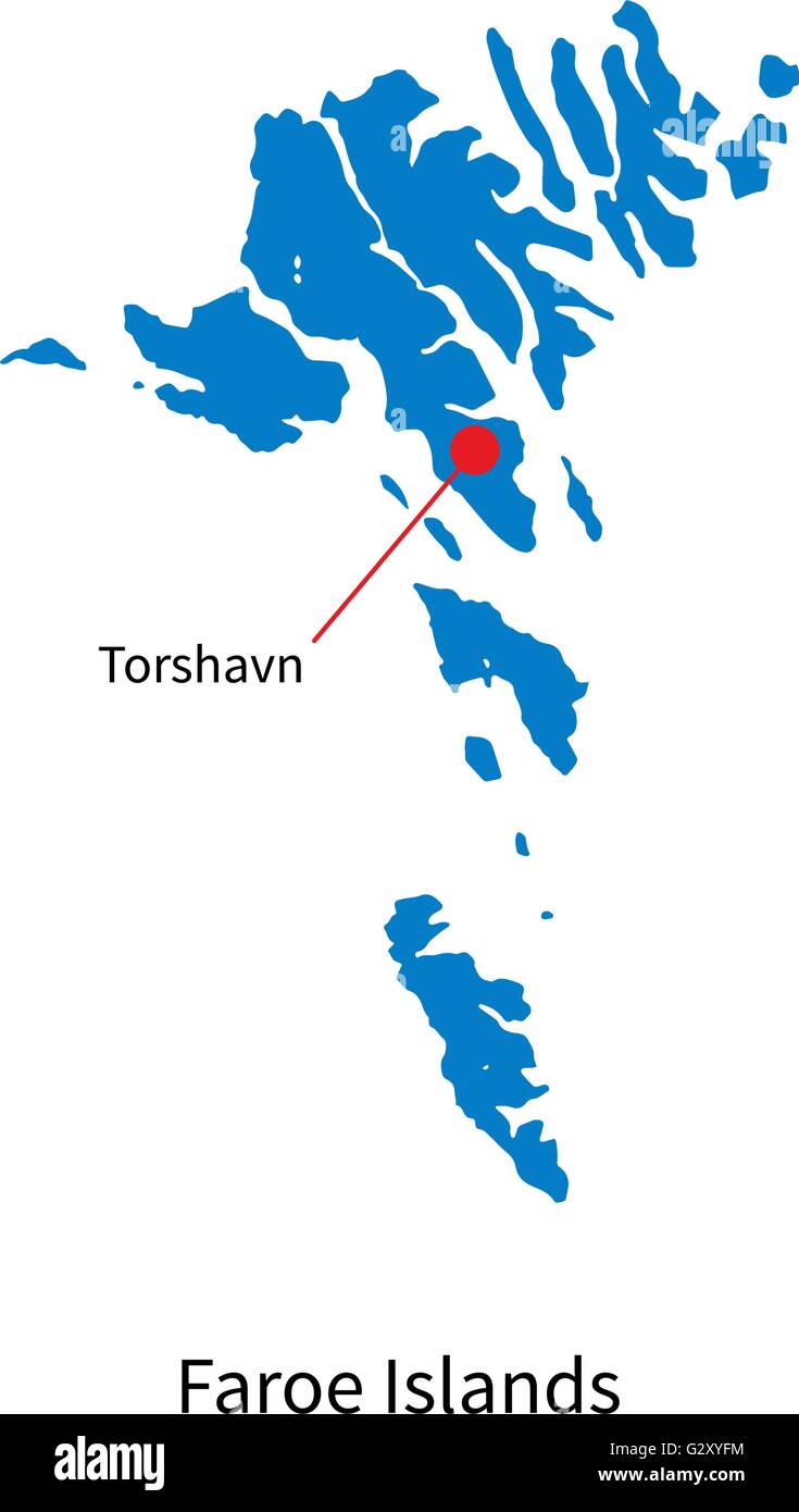 Detailed vector map of Faroe Islands and capital city Torshavn Stock ...