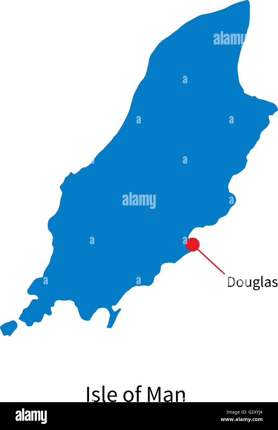 Detailed vector map Isle of Man and capital city Douglas Stock Vector ...