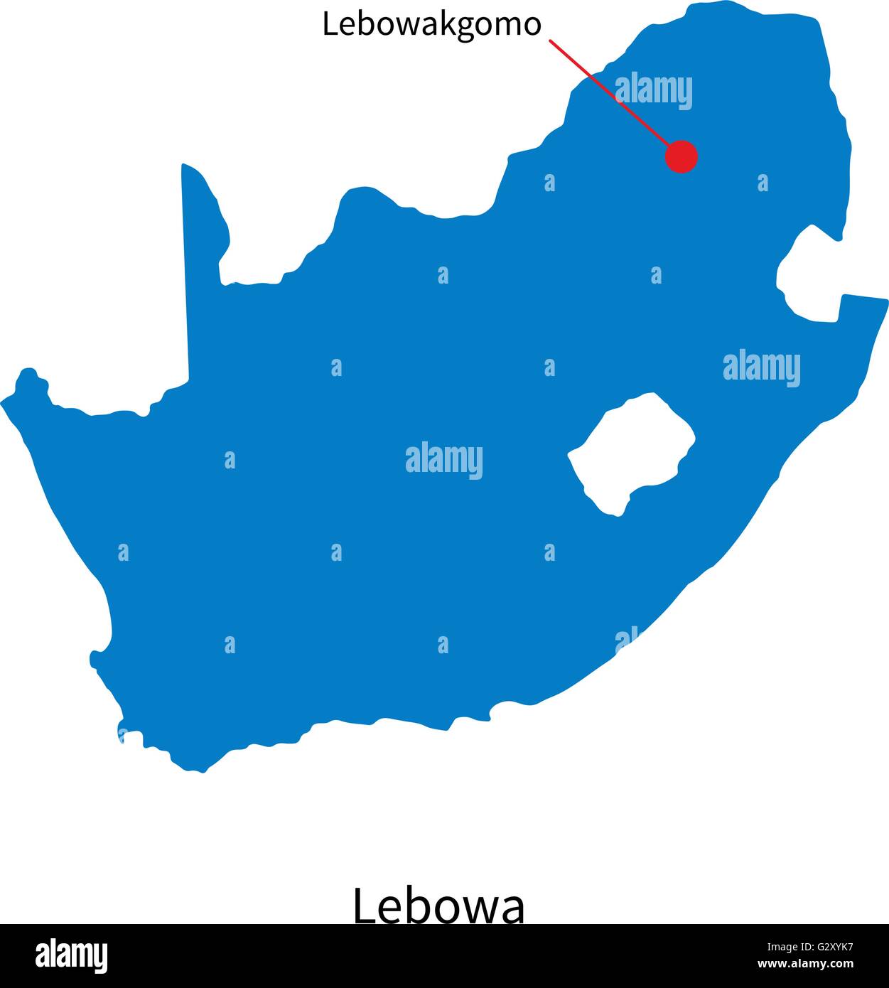 Detailed vector map of Lebowa and capital city Lebowakgomo Stock Vector ...
