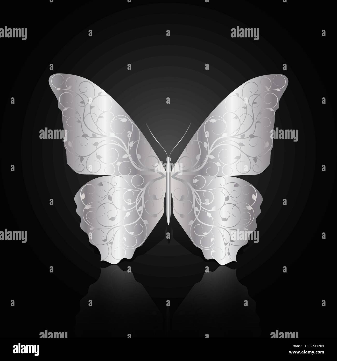 Silver abstract butterfly on black background Stock Vector Image & Art ...