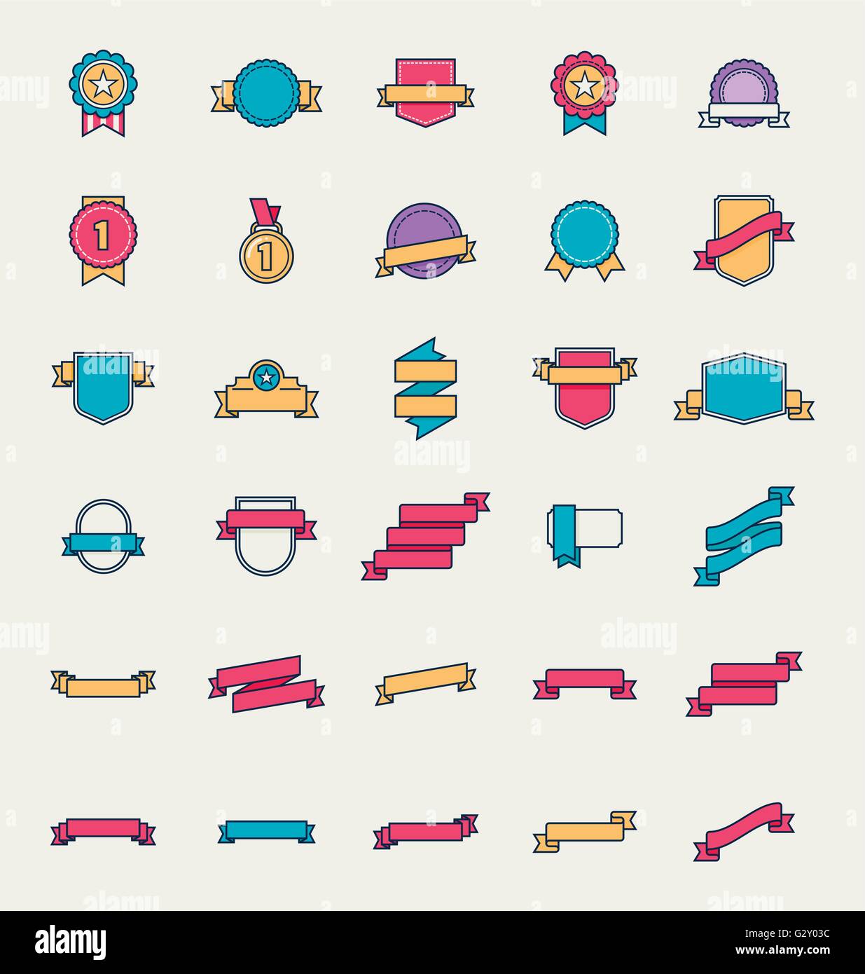 Vector linear badges and ribbons Stock Vector Image & Art - Alamy