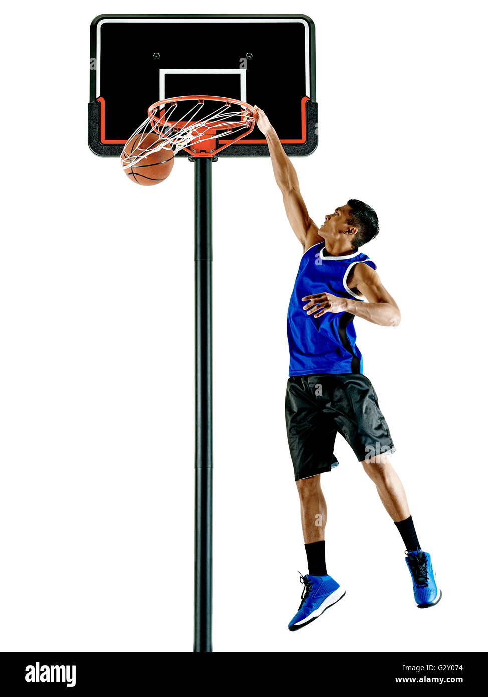 one basketball player man Isolated on white background Stock Photo - Alamy