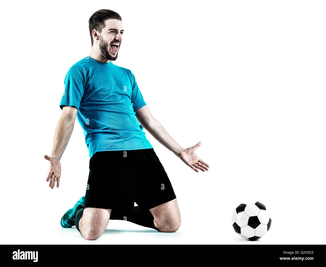 one caucasian Soccer player Man isolated on white backgound Stock Photo ...