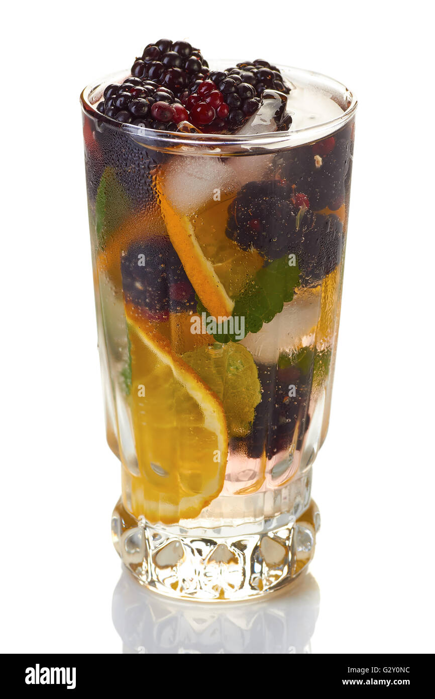 Refreshing fruit drink on white Stock Photo - Alamy