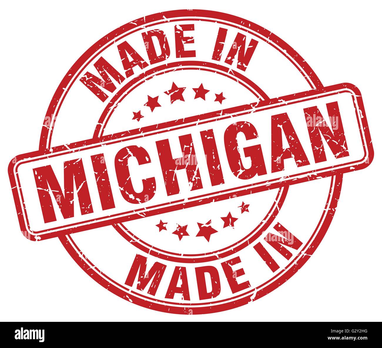 made in Michigan red grunge round stamp Stock Vector Image & Art - Alamy
