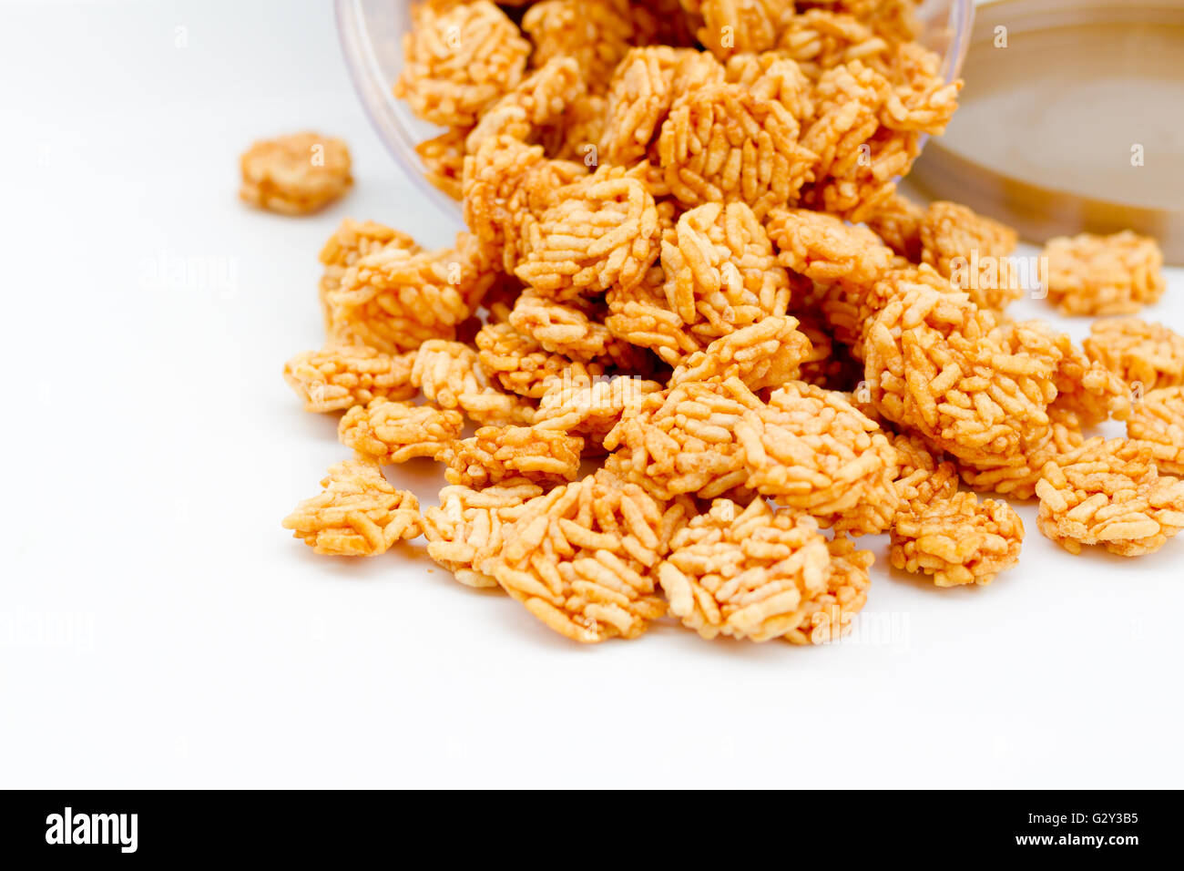crispy rice cereal on white table Stock Photo - Alamy