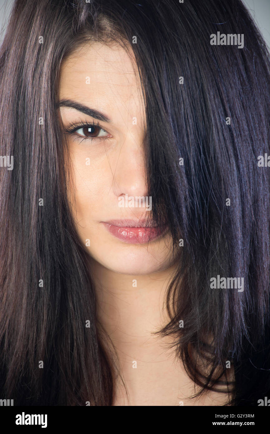 Beautiful girl hair covering face hi-res stock photography and images ...