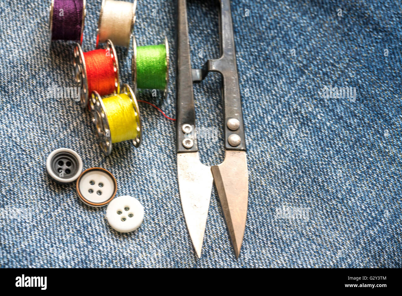 Button and sewing accessories with natural lighting Stock Photo - Alamy