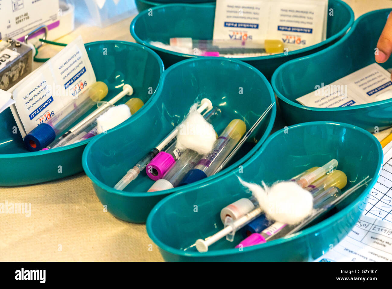 SELANGOR, MALAYSIA - MAY 07, 2016 : Medicine tools of blood donation ...